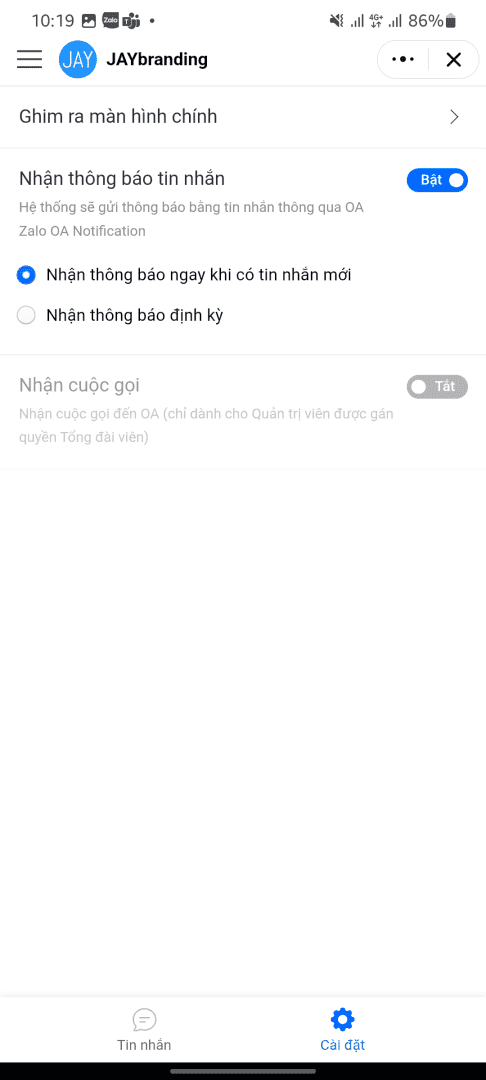 Instructions for using zalo OA on zalo app - JAYbranding